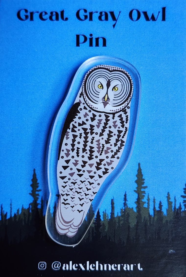 Pin – Acrylic – Great Gray Owl : Friends of Sax-Zim Bog